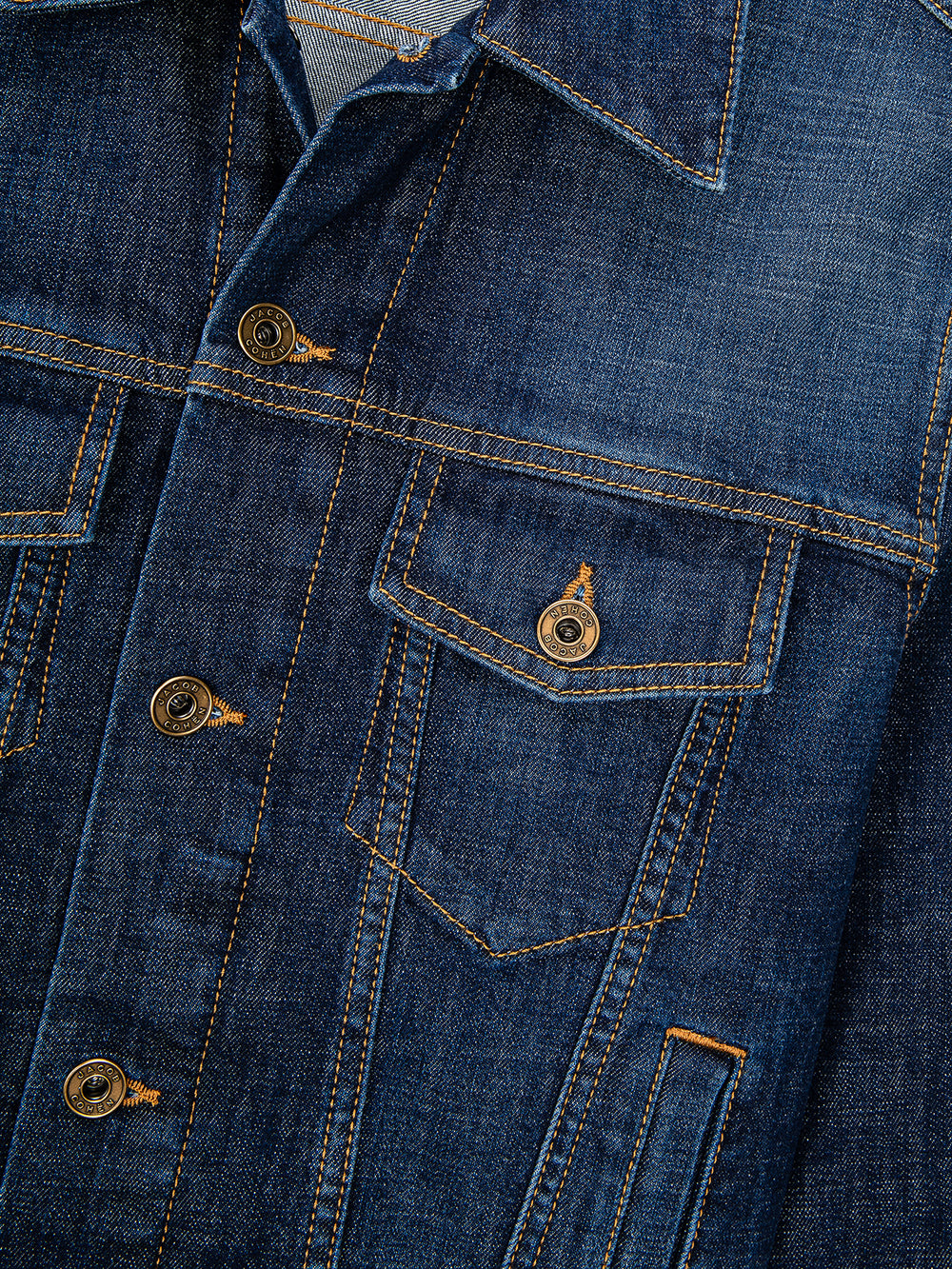 Trucker Jacket Dark Blue Comfort Stretch Denim by Jacob Cohen